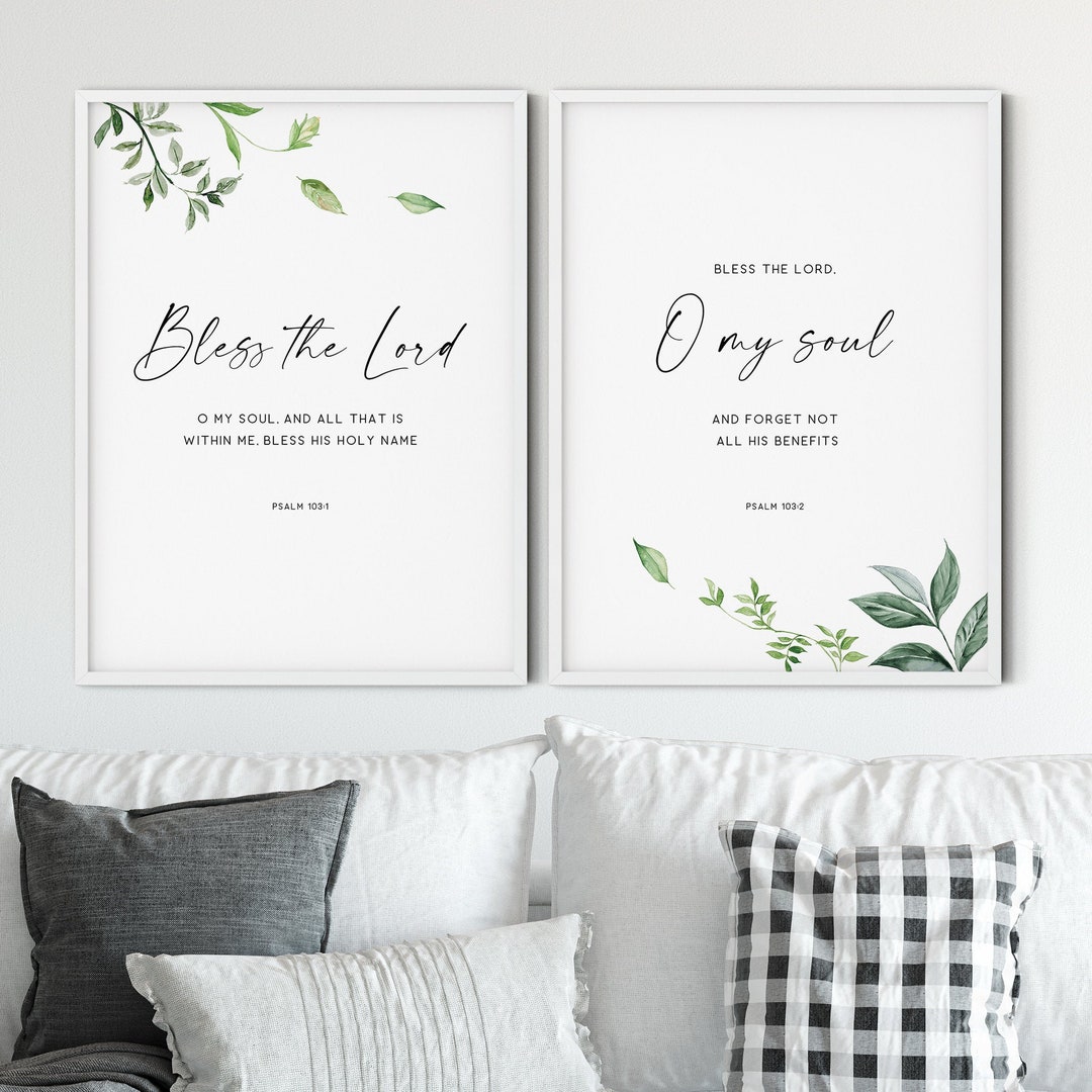 Psalm 103:1-2 Bible Verse Wall Art Set of 2 Prints, Printable Scripture ...