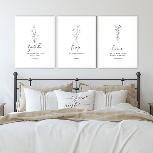 Bible Verse Wall Art Set Of 2 Modern Scripture Quote Prints Etsy