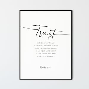Trust in the Lord Bible Verse Wall Art Set of 2, Modern Scripture Quote ...