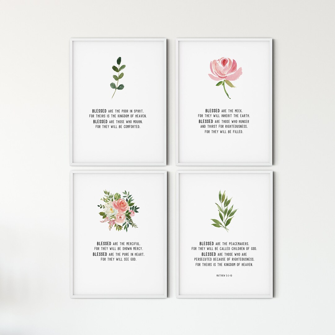 Beatitudes Bundle, Beatitudes Printable Set of 4, Bible Verse Wall Art ...