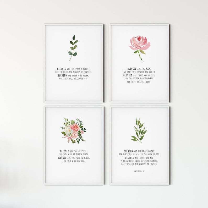 Beatitudes Bundle Beatitudes Printable Set of 4 Bible Verse - Etsy