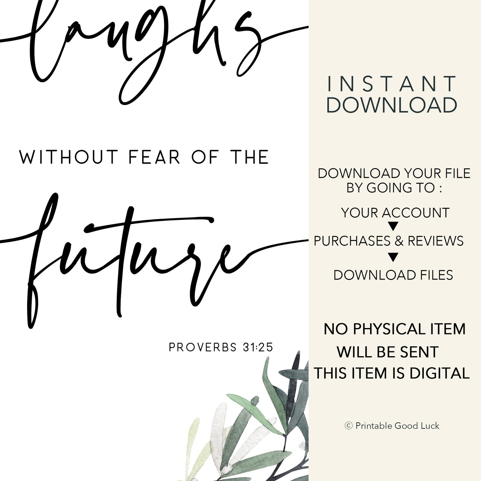 Proverbs 31:25 Bible Verse Wall Art Set of 2 Printable | Etsy