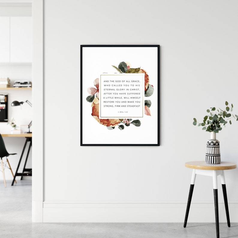 1 Peter 5:10 Printable Bible Verse Wall Art, Modern Christian Scripture ...