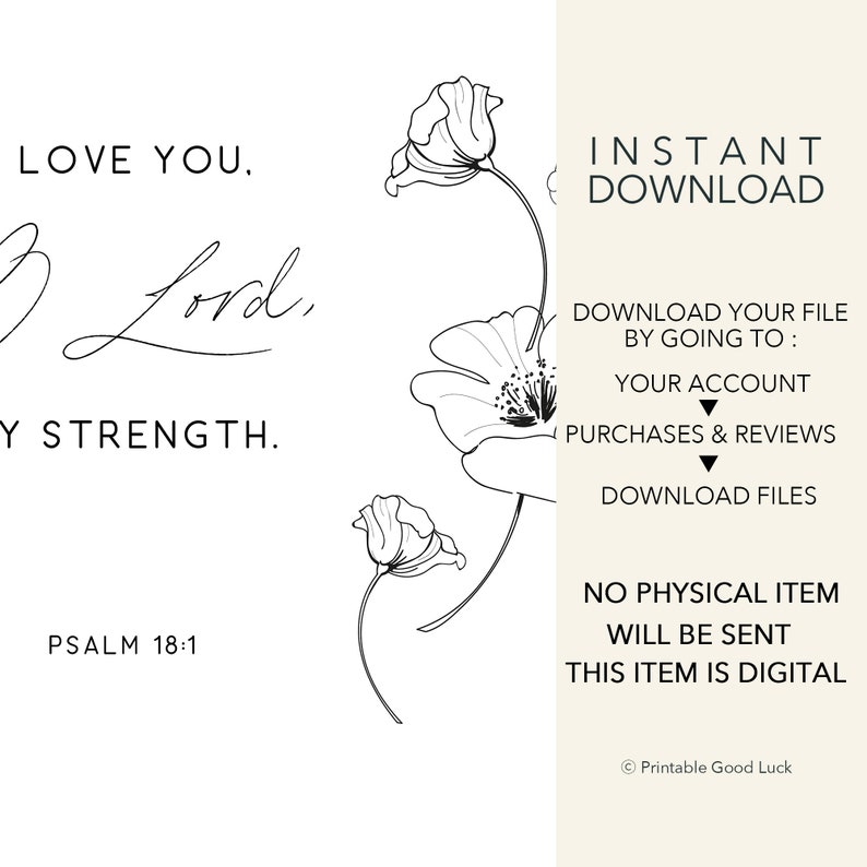 Psalm 18:1 Bible Verse Wall Art Modern Minimalist Christian | Etsy