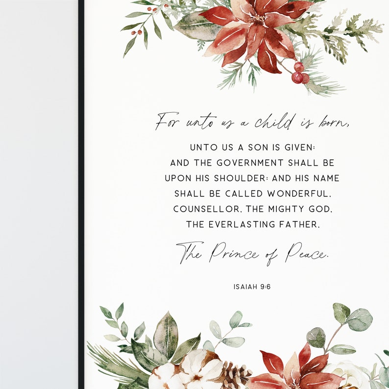 Isaiah 9:6 Christmas Scripture Wall Art KJV Bible Verse Wall | Etsy