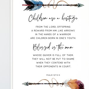 Psalm 127:3-5 Bible Verse Wall Art Christian Printable Scripture Print ...