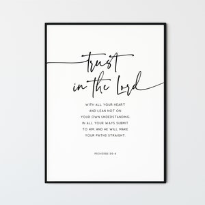 Proverbs 3:5-6 Bible Verse Wall Art Scripture Prints Modern Minimalist ...