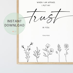 Psalm 56:3 Bible Verse Wall Art Modern Christian Decor Scripture Print ...