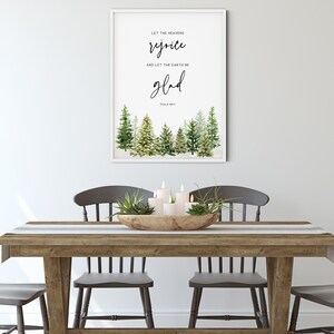 Psalm 96:11, Christmas Christian Wall Art Printable Watercolor Forest ...