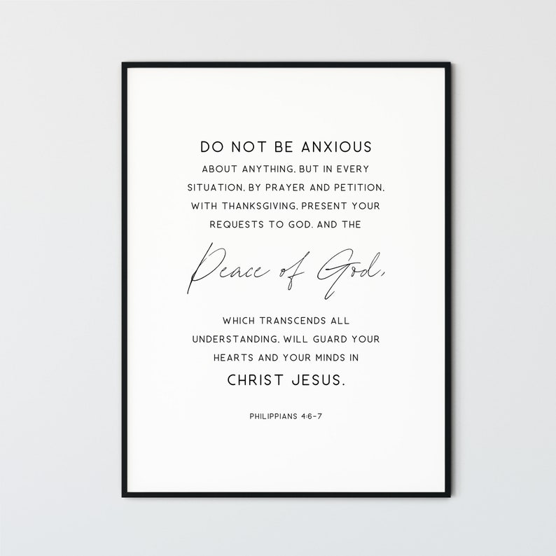 Philippians 4:6-7 Do Not Be Anxious, Bible Verse Wall Art Printable ...