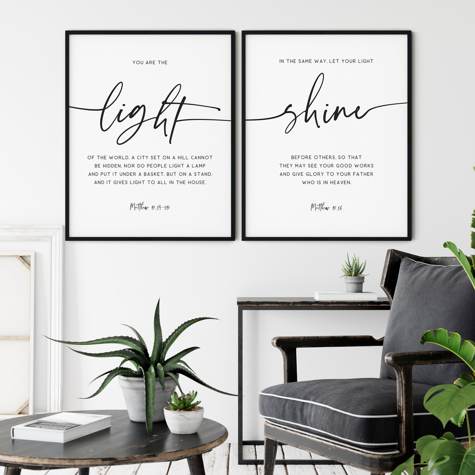 Let Your Light Shine Bible Verse Wall Art Set of 2 Modern - Etsy