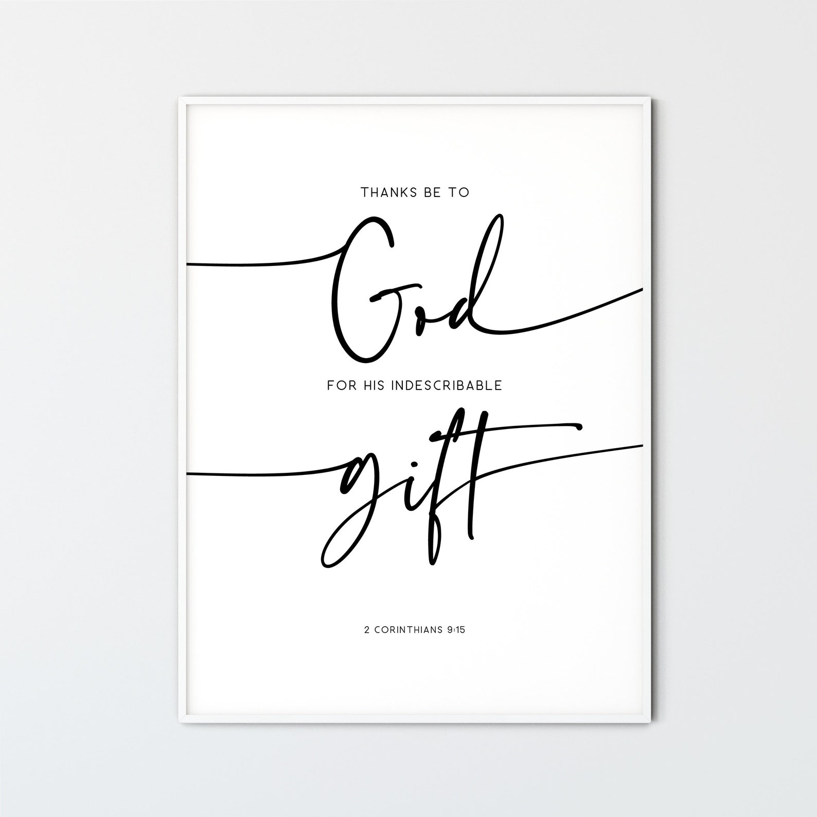 2 Corinthians 9:15 Christmas Bible Verse Wall Art Modern Scripture ...