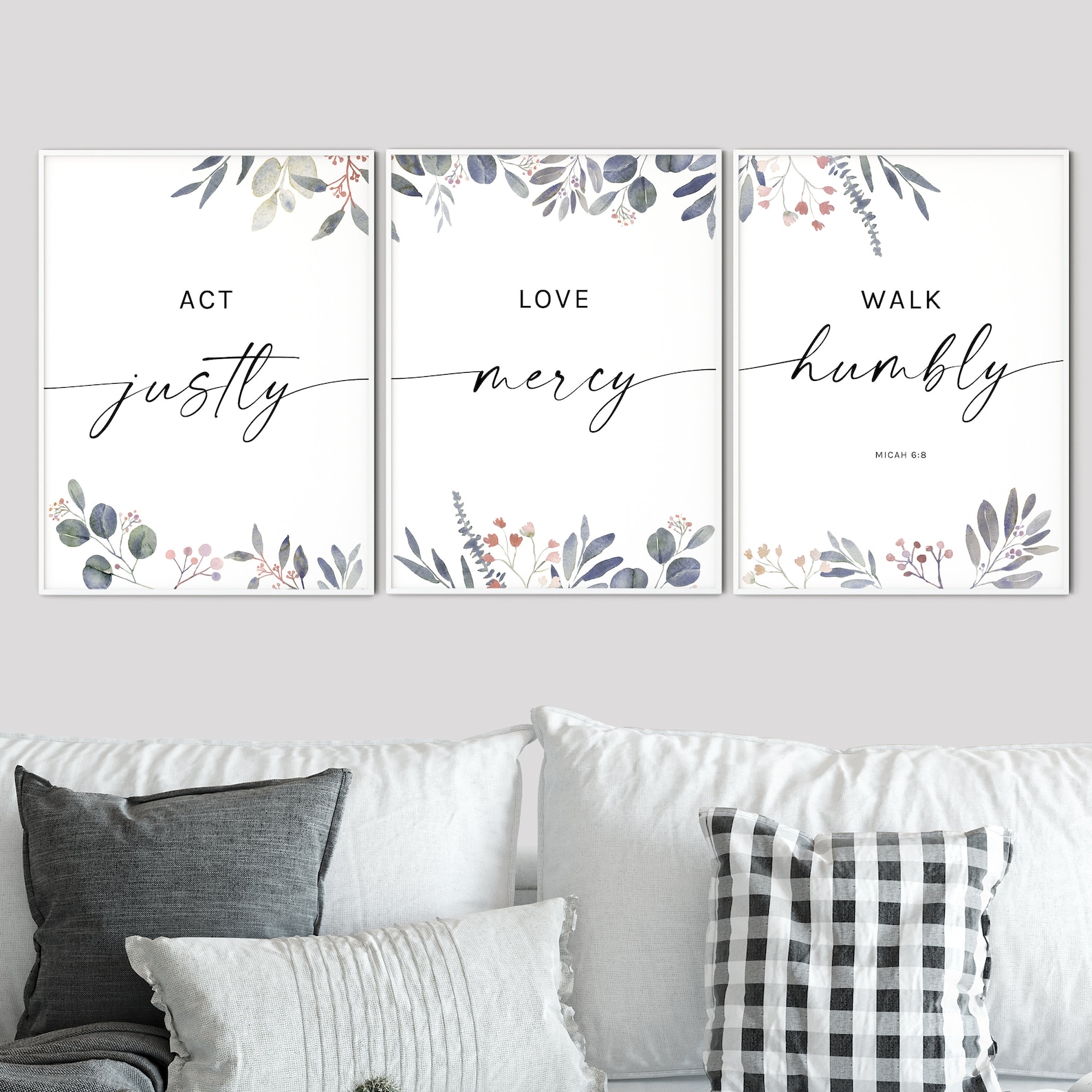 Micah 6:8 Bible Verse Wall Art Set of 3 Prints Scripture Print | Etsy