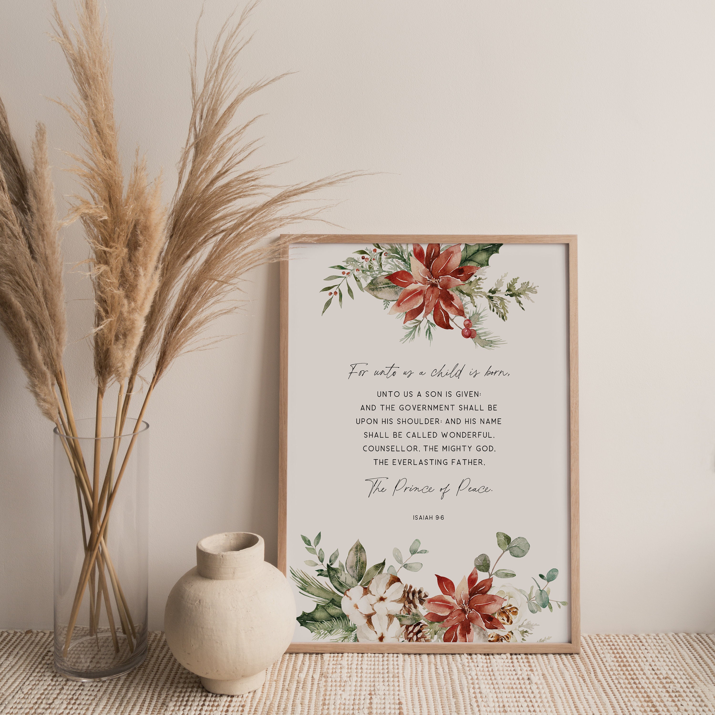 Isaiah 9:6 Christmas Scripture Wall Art KJV Bible Verse Wall | Etsy