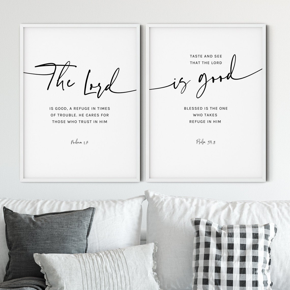 Bible Verse Wall Art Set Of 2 Modern Scripture Quote Prints Etsy