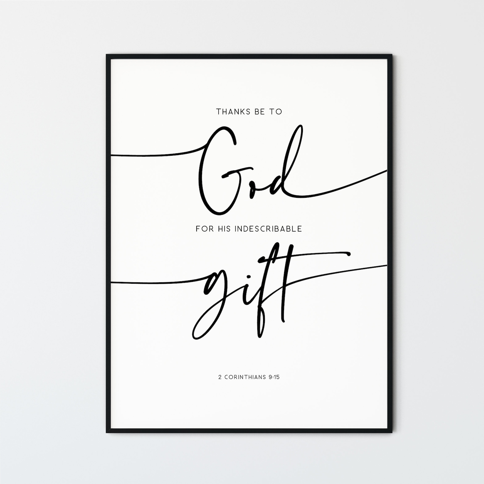 2 Corinthians 9:15 Christmas Bible Verse Wall Art Modern Scripture ...