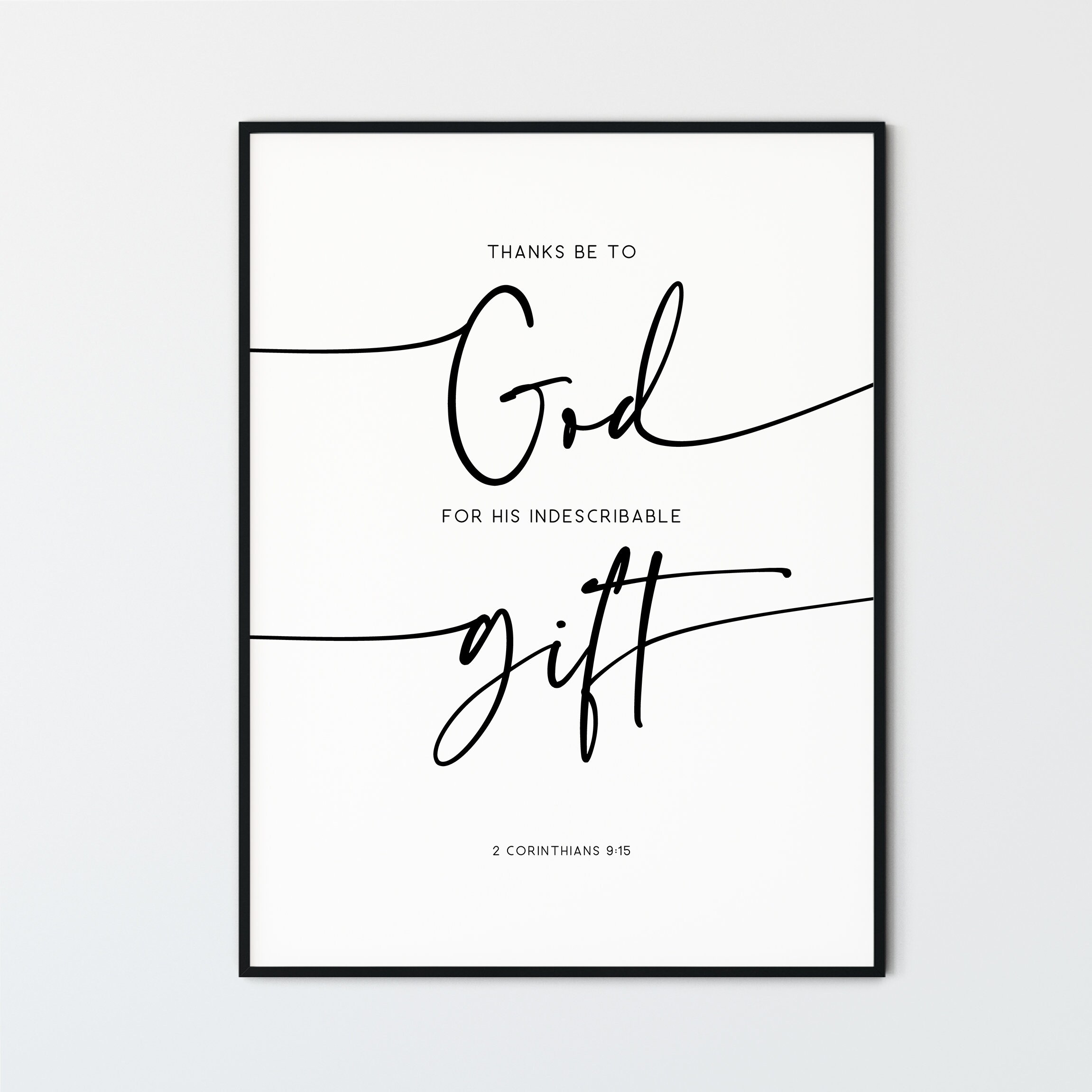 2 Corinthians 9:15 Christmas Bible Verse Wall Art Modern Scripture ...