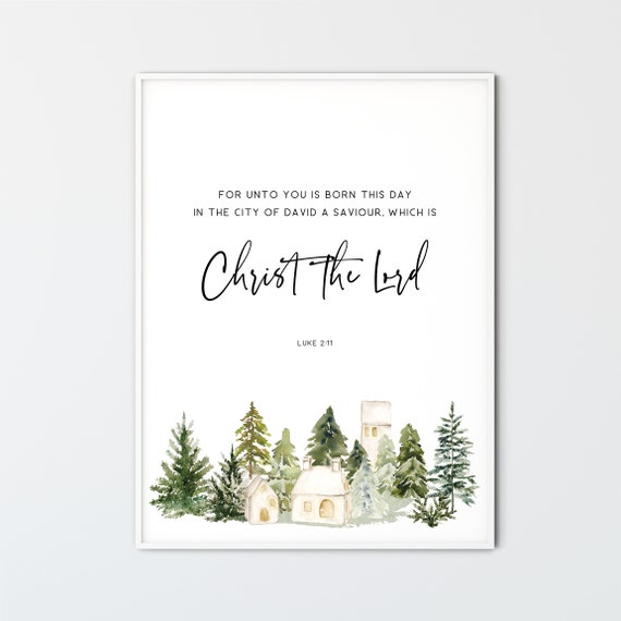 Luke 2:11 Christmas Christian Wall Art Printable Watercolor | Etsy
