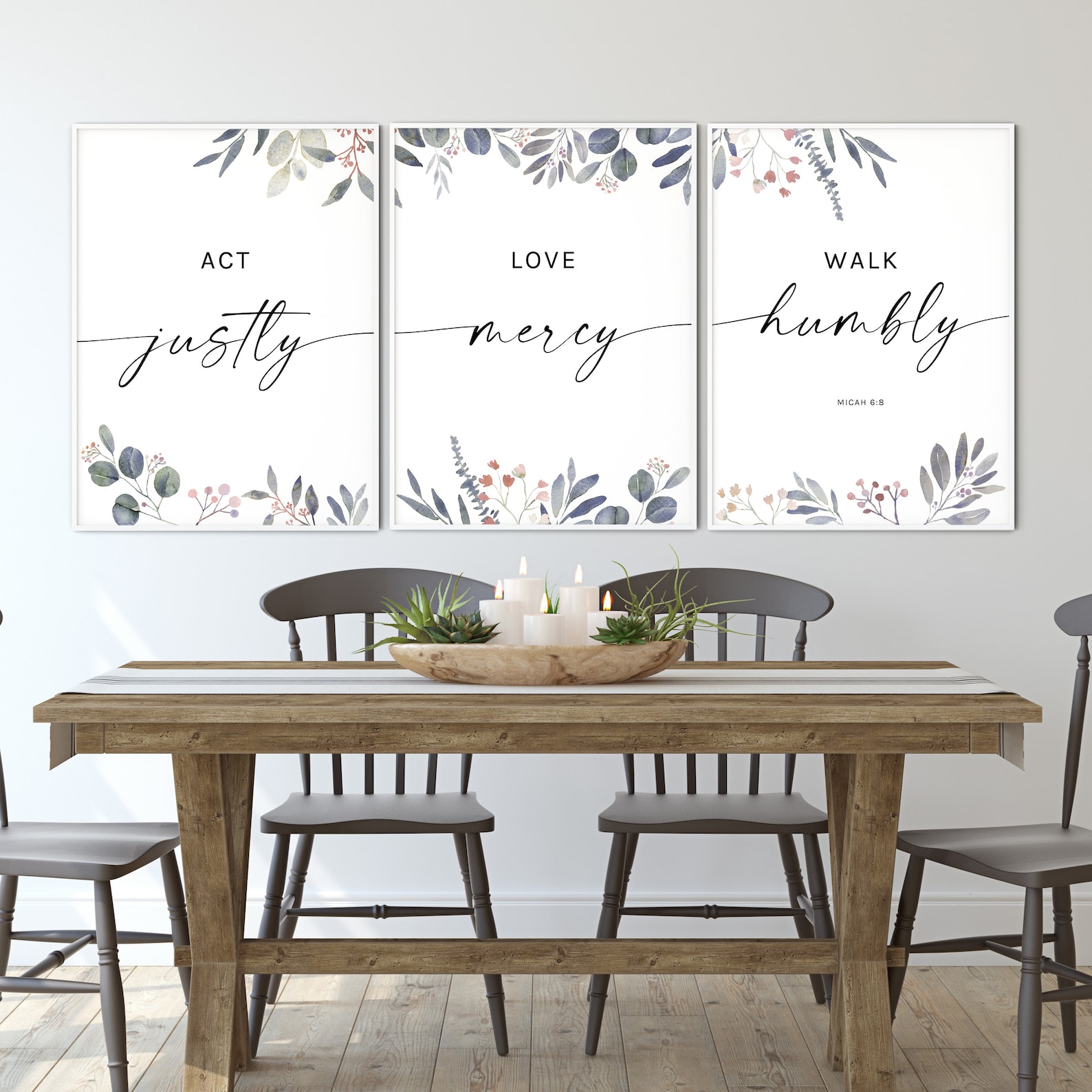 Micah 6:8 Bible Verse Wall Art Set of 3 Prints Scripture Print | Etsy