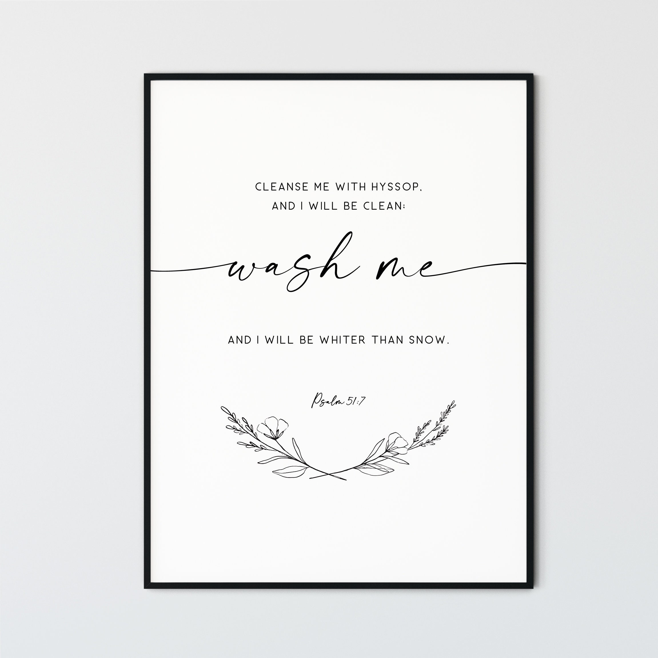 Psalm 51:7 Bible Verse Wall Art Scripture Bathroom Wall Art Decor Set ...