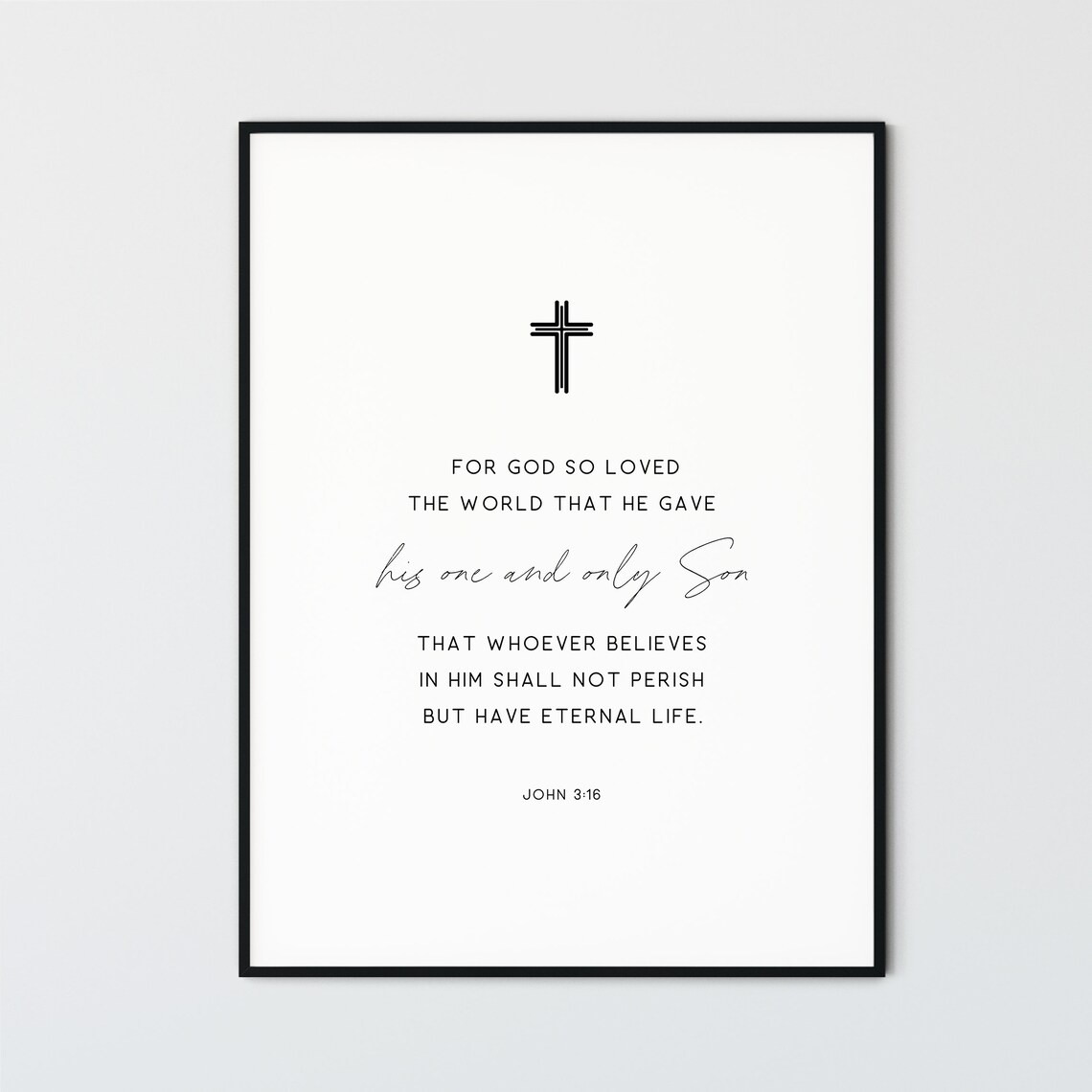 John 3:16 Bible Verse Wall Art Printable Scripture Prints | Etsy