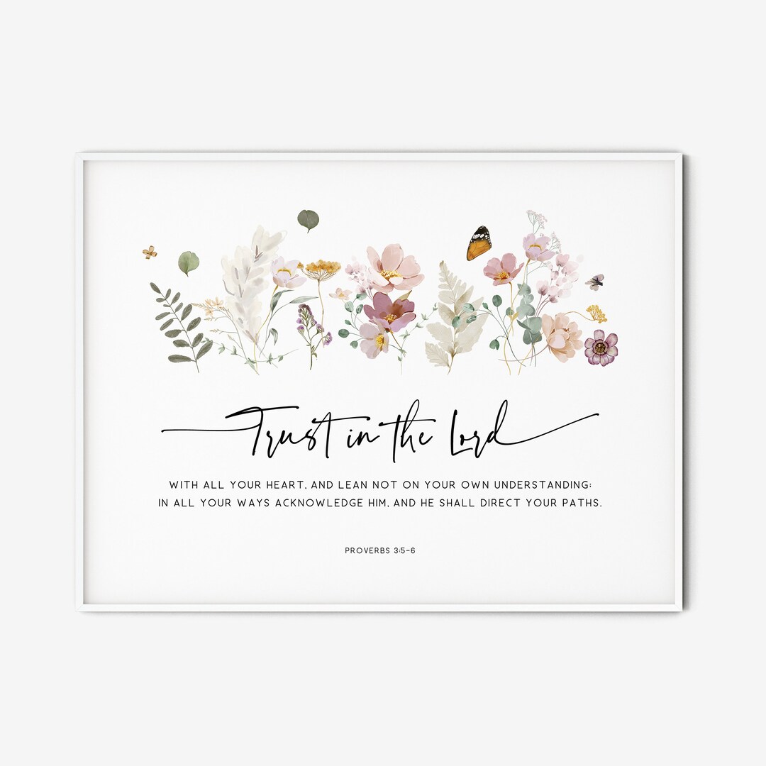 Trust in the Lord Proverbs 3:5-6, Horizontal Bible Verse Wall Art ...