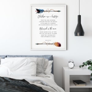 Psalm 127:3-5 Bible Verse Wall Art Christian Printable Scripture Print ...