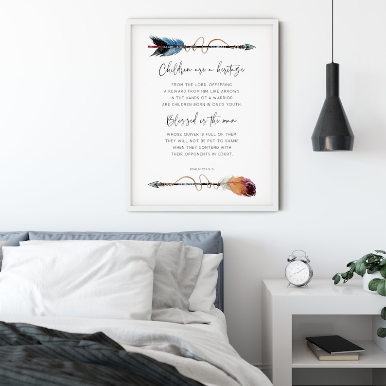 Psalm 127:3-5 Bible Verse Wall Art Christian Printable Scripture Print ...