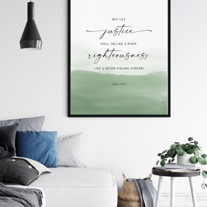 Amos 5:24, Bible Verse Wall Art, Christian Decor, Scripture Print Bible ...