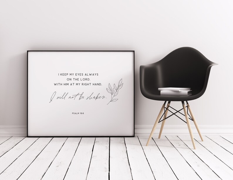 Psalm 16:8 Horizontal Bible Verse Wall Art Modern Scripture - Etsy