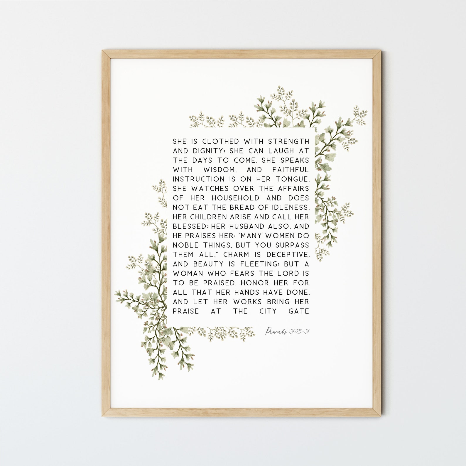 Proverbs 31:25-31 Bible Verse Wall Art Christian Mother's | Etsy