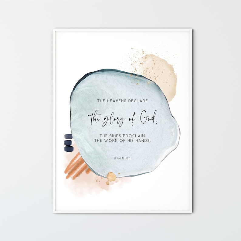 Psalm 19:1, Bible Verse Wall Art Scripture Print Farmhouse Christian ...
