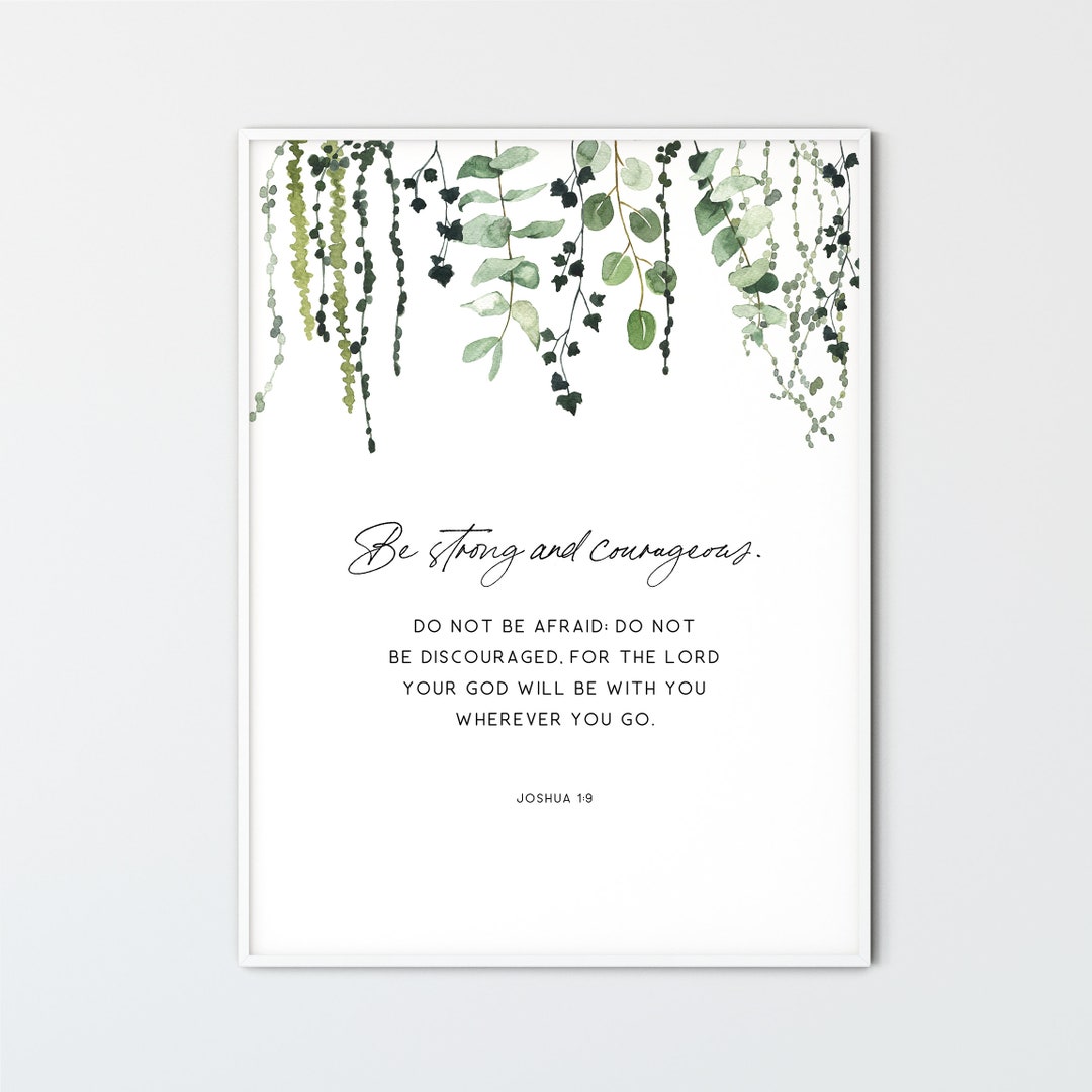 Joshua 1:9 Bible Verse Wall Art Greenery Scripture Print Christian Home ...