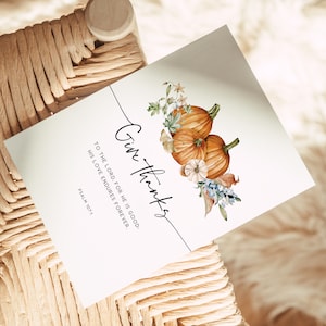 Psalm 107:1 Thanksgiving Bible Verse Wall Art, Botanical Fall Pumpkin ...