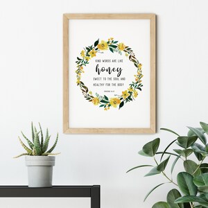 Proverbs 16:24 Bible Verse Wall Art Scripture Quote Print Wall Decor ...