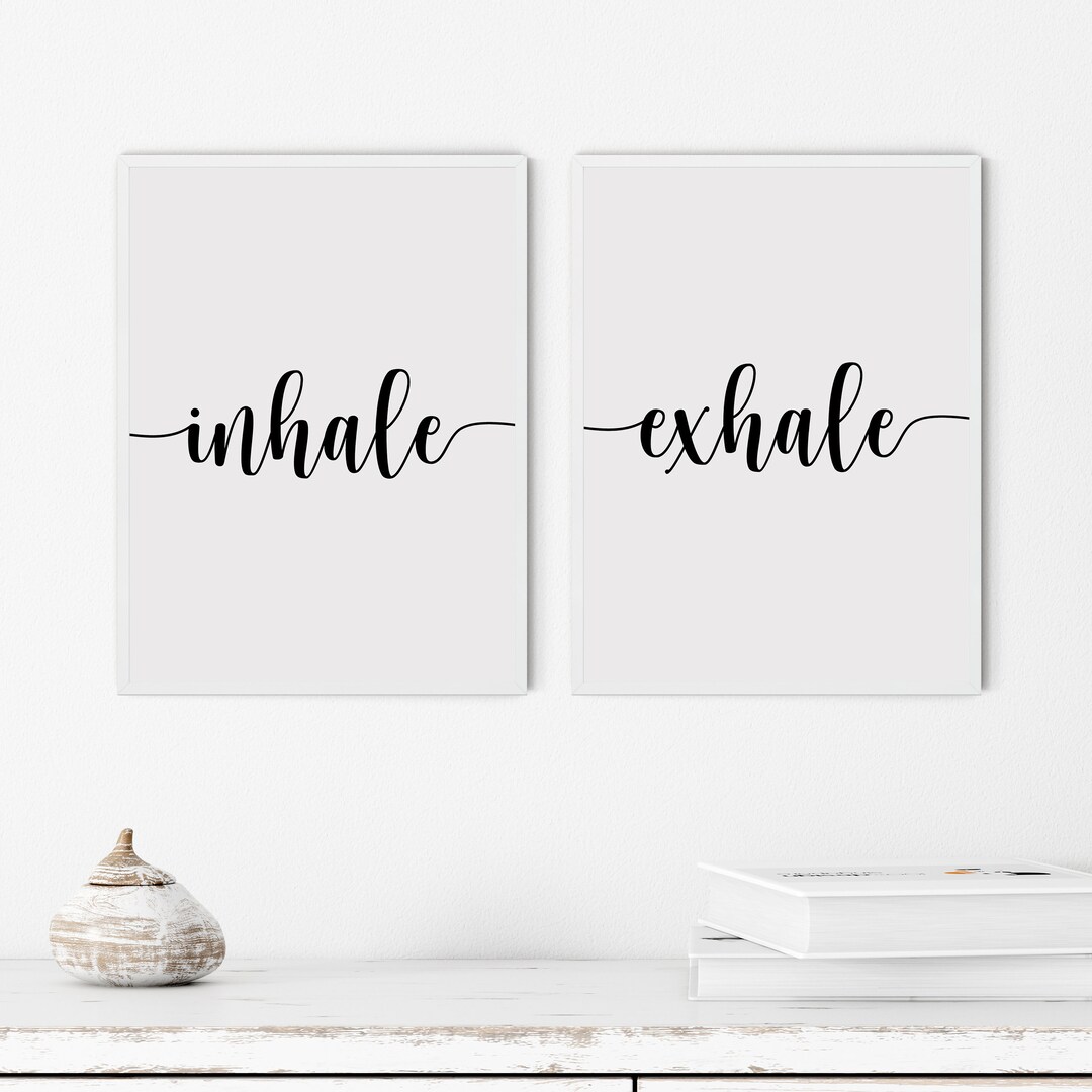 Inhale Exhale, Set of 2 Prints, Over the Bed Wall Decor, Guest Room ...