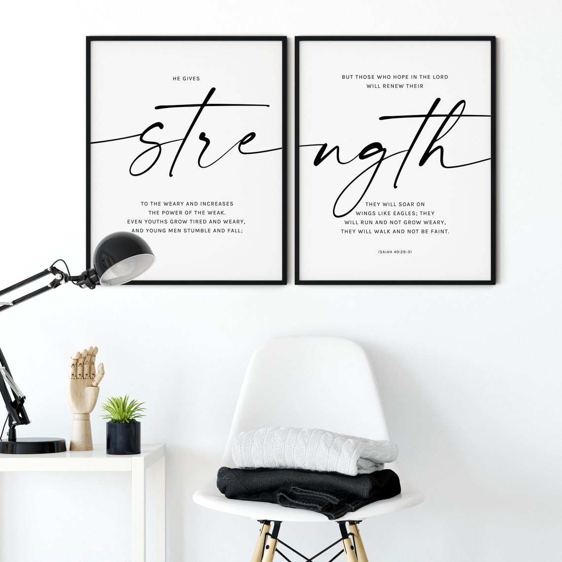 Jesaja 40:29-31 Bibelvers Wandkunst 2er Set Drucke Moderne - Etsy.de