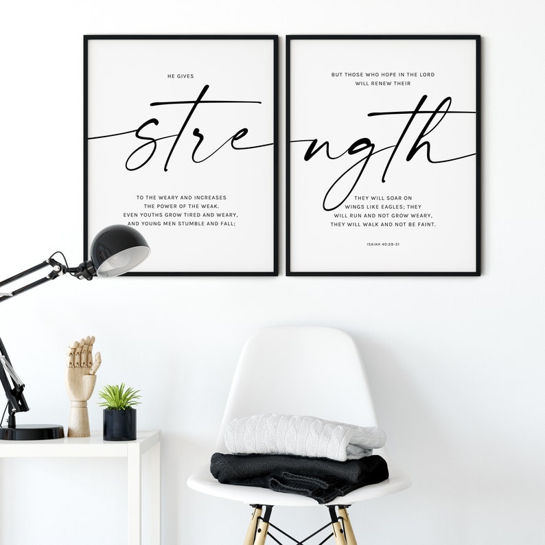 Jesaja 40:29-31 Bibelvers Wandkunst 2er Set Drucke Moderne - Etsy.de