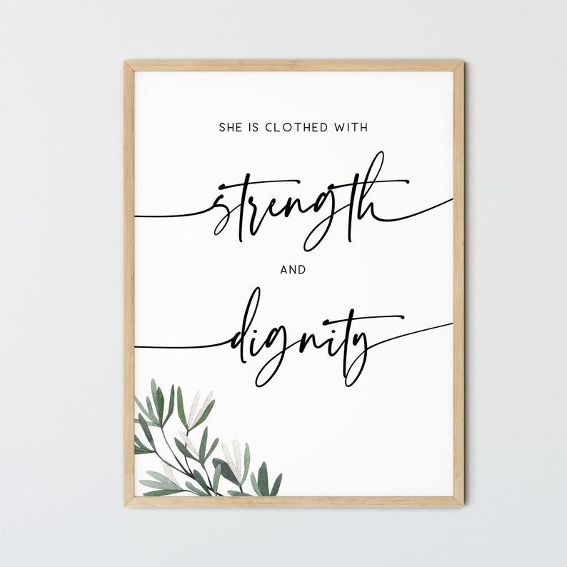 Proverbs 31:25 Bible Verse Wall Art Set of 2 Printable - Etsy