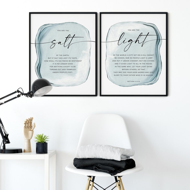 Matthew 5:13-16 Bible Verse Wall Art Set of 2 Prints Scripture ...