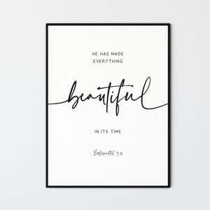 Ecclesiastes 3:11 Bible Verse Wall Art, Everything Beautiful, Modern ...