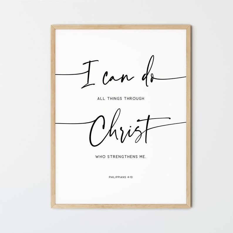 Philippians 4:13 Bible Verse Wall Art Baptism Scripture Print - Etsy