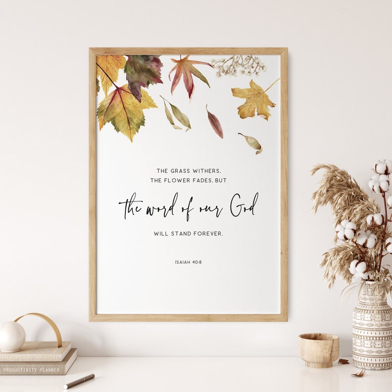 Isaiah 40:8 Thanksgiving Bible Verse Fall Christian Wall Art - Etsy