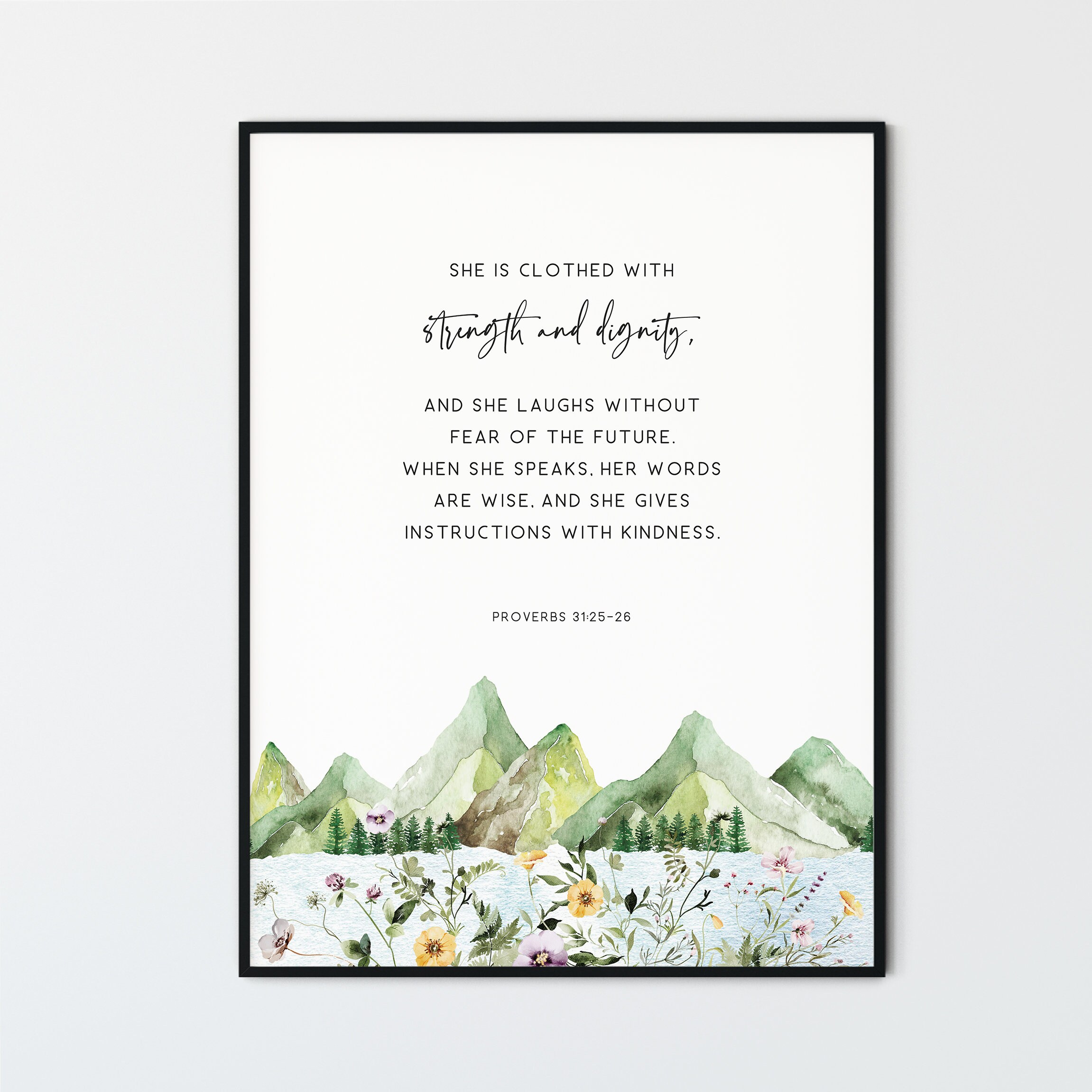 Proverbs 31:25-26 Bible Verse Wall Art Printable Scripture Christian ...