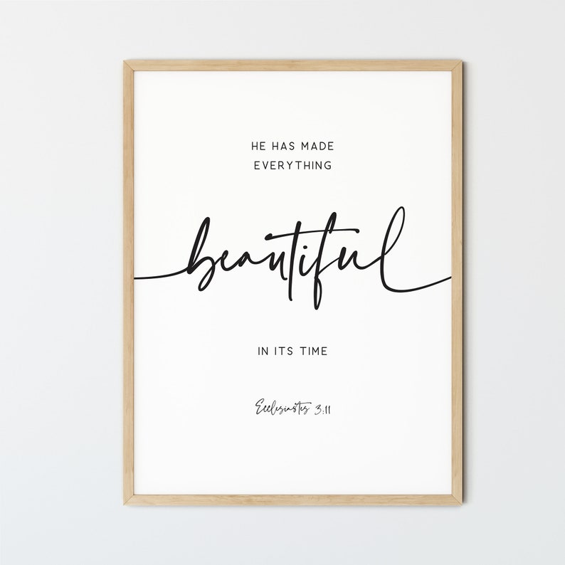 Ecclesiastes 3:11 Bible Verse Wall Art Everything Beautiful - Etsy