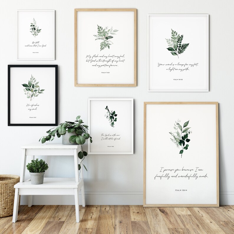 Psalms Bundle | Bible Verse Wall Art Set of 6 | Scripture Wall Art ...