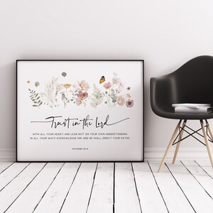 Trust in the Lord Proverbs 3:5-6, Horizontal Bible Verse Wall Art ...
