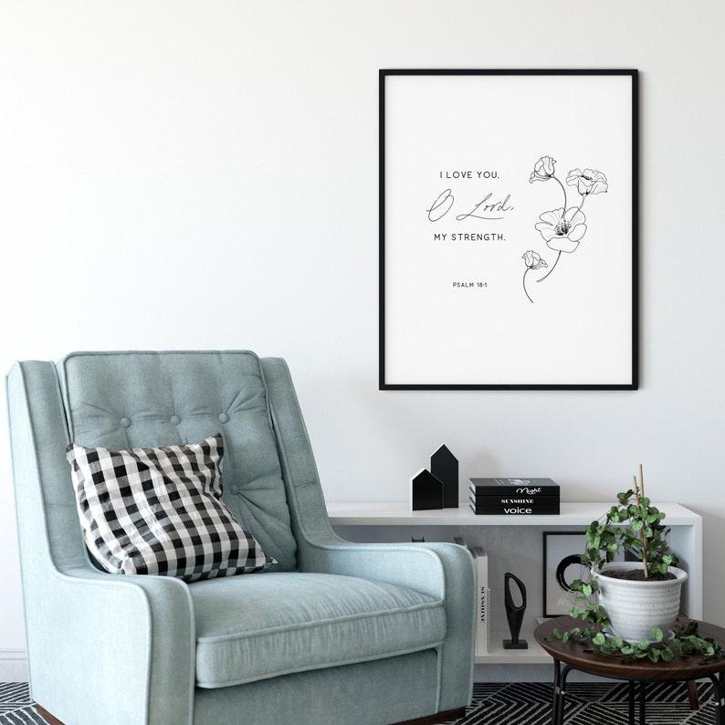 Psalm 18:1 Bible Verse Wall Art Modern Minimalist Christian - Etsy