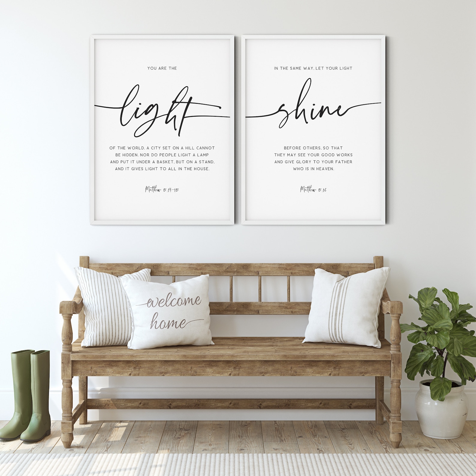 Let Your Light Shine Bible Verse Wall Art Set of 2 Modern - Etsy