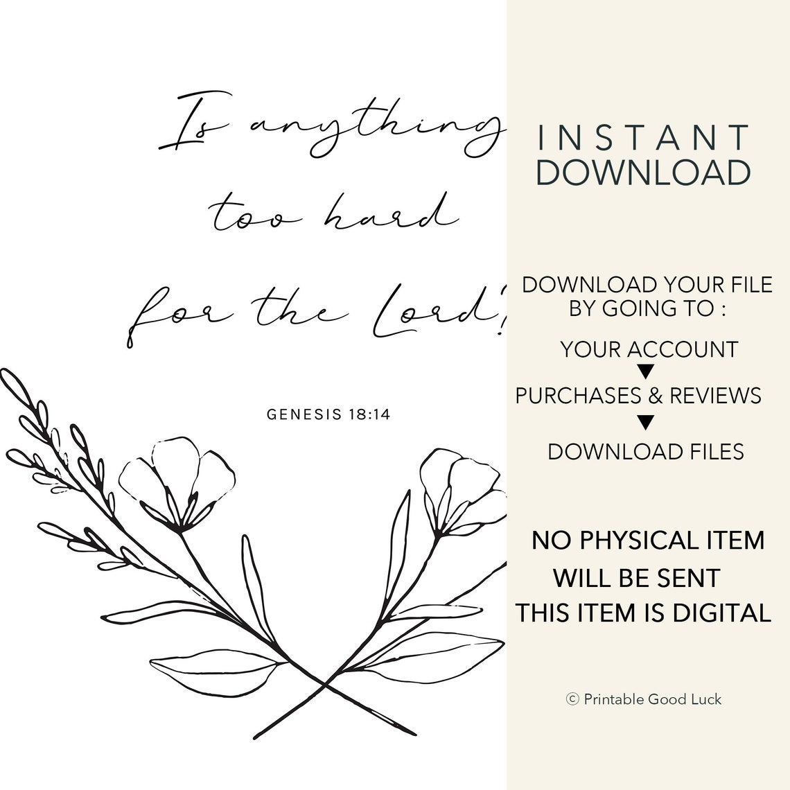 Genesis 18:14 Bible Verse Wall Art Print Modern Minimal Sign - Etsy